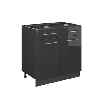 Vicco Meuble Cuisine Fame-Line, Anthracite Haute Brillance, 80cm, PT Anthracite