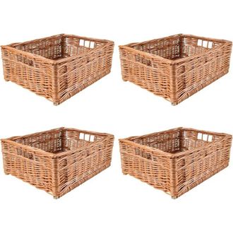 Creative Home Creative Home - 4x Panier de Rangement en Osier Naturel - 40 x 30 x 16 cm