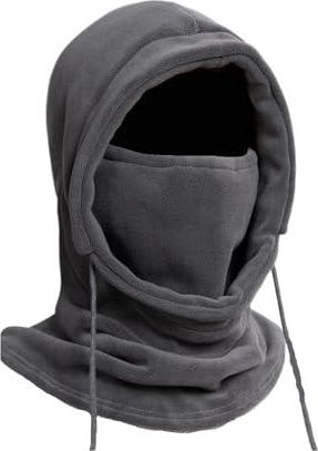 Generic Cagoule Unisexe 3 en 1 Coupe-Vent avec Masque intégral, Bonnet et écharpe dhiver Peluche intégré, idéale for la Moto randonnée(Gray)