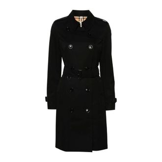 Burberry Femme, Manteaux, Noir, Taille: 32 FR Trench-coat crois&eacute; avec doublure &agrave; carreaux embl&eacute;matiques