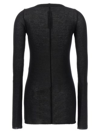 Rick Owens Ribbed Viscose Long Sleeve T-Shirt - Black