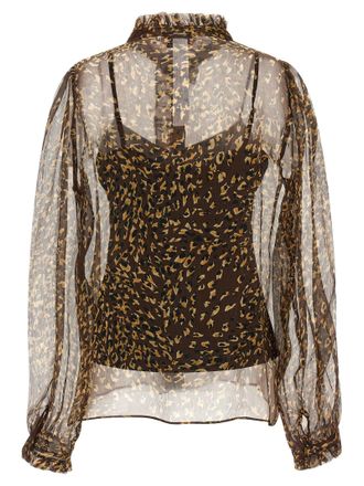 Twin-Set Animal-Print Silk Creponne Blouse - Brown