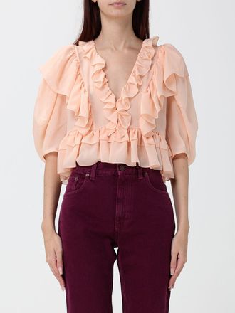 Chlo&eacute; Bestickte Cropped-Bluse aus Seide mit Puff&auml;rmeln und R&uuml;schen