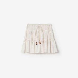 Burberry Jupe en voile de coton Check, Size: 06