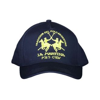 La Martina Homme, Accessoires, Bleu, Taille: ONE Size Casquettes et bonnets bleus en coton avec visi&egrave;re