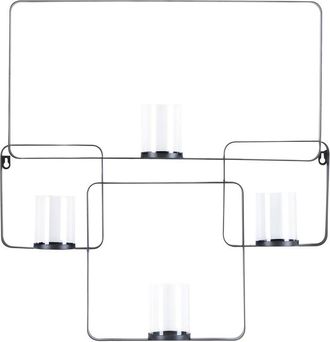Beliani Beliani - Bougeoir Chandelier Moderne en Forme de Carr&eacute;s M&eacute;tal Noir 65 cm Accessoire D&eacute;coratif Palawan