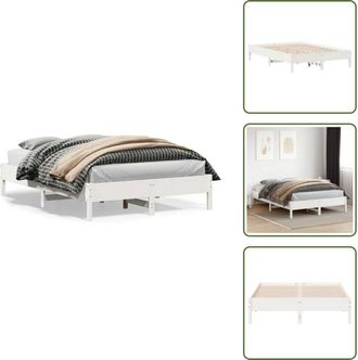 vidaXL Massivholzbett ohne Matratze Wei&szlig; 140x200 cm Kiefernholz - Holzbett - Kiefernholzbett - Doppelbett - Wei&szlig;es Bett - Boxspringbetten