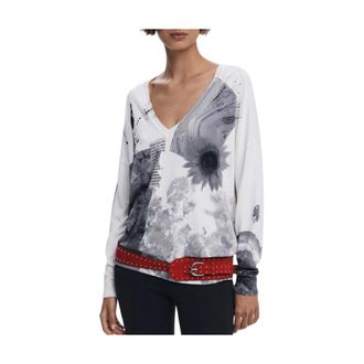 Desigual Wei&szlig;e Viskose Damen Pullover Gotemburgo - - Knitwear - Damen - Mehrfarbig - XS