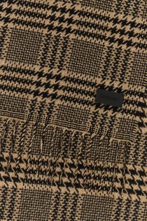 Saint Laurent Womens Embroidered Silk Blend Scarf Black-Beige Exterior: Cashmere Sciarpe E Foulard Black/beige Scarfs
