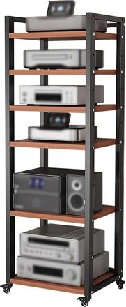 Generic 7-stufiger HiFi Regal/phonoschrank,Plattenspieler Schrank Mit Verstellbarem Regal,Stereo-Rack-Komponenteneinheit,Beweglich Schallplattenspieler Regal 