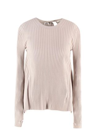 Helmut Lang Natural Ribbed Bow Detail Backless Top Size XS