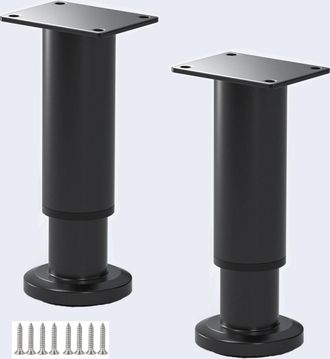 Generic Verstellbare M&ouml;belf&uuml;&szlig;e, 2er-Set Metallf&uuml;&szlig;e F&uuml;r Kommoden, Schreibtische Und Regale - Robuste Ersatzf&uuml;&szlig;e Mit Rutschfester Unterseite(Schwarz,12-18cm)