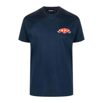 Dsquared2 Grafikdruck Baumwoll-T-Shirt - - Tops - Herren - Blau - M