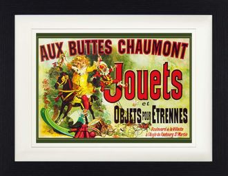 1art1 Vintage Poster Aux Buttes Chaumont, Jouets Et Objets Pour &Eacute;trennes, Jules Cheret, 1885 Gerahmtes Bild Mit Edlem Passepartout | Wand-Bilder | Im Bilder