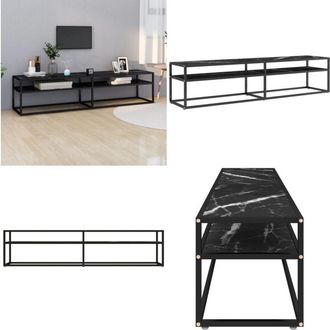 vidaXL Vidaxl - Meuble tv marbre noir 180x40x40,5 cm verre trempé - Meuble Tv - Meuble Audio - Meuble Hifi - Étagère Murale - Support Téléviseur - Home &