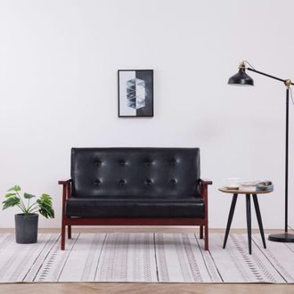 vidaXL Vidaxl - Sofa 2-Sitzer Schwarz Kunstleder