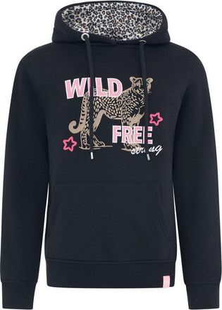 Zwillingsherz Hoodie Wild Free gestickter Leopard, Statement Schriftzug, Kapuze