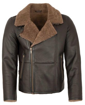 Jilani Lederjacke Aviator Jilani - Herren Lammfelljacke Lederjacke braun