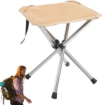 Generico Klappbarer Camping-Hocker, Camping-Hocker, Outdoor-Stuhl, Edelstahl-St&auml;nder, Leichter Outdoor-Sitz, f&uuml;r Camping, Wandern, Garten