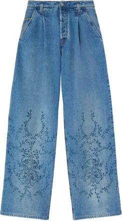 Ermanno Scervino jean à fleurs brodées - Bleu