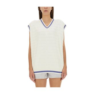 Alexander Wang Tunika V-Ausschnitt Weste - - Knitwear - Damen - Beige - XS