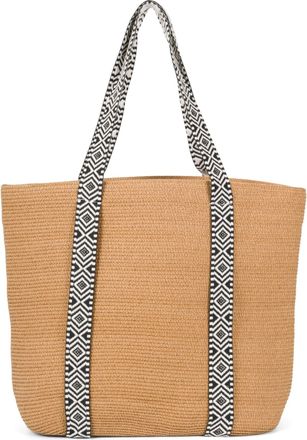 styleBREAKER Strandtasche Papierstroh Strandtasche Azteken Muster