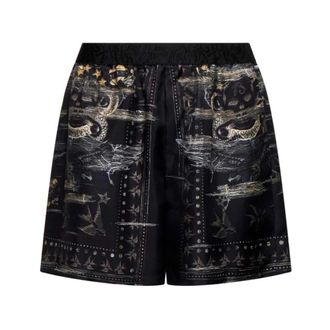John Richmond Seiden-Bermuda-Shorts mit dekorativem Druck - - Shorts - Herren - Schwarzk - L