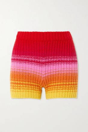 The Elder Statesman Short En Cachemire C&ocirc;tel&eacute; &Agrave; Rayures Morphe - Rose