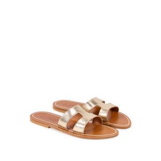 K.Jacques Sandales plates en cuir m&eacute;tallis&eacute;