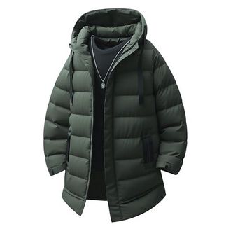 Generic Parka thermique &agrave; capuche pour homme - Manteau dhiver chaud avec fermeture &eacute;clair int&eacute;grale - Veste matelass&eacute;e avec capuche, Vert, 4XL