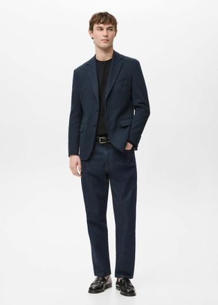 Mango Veste slim fit microstructure bleu marine - Homme - 46 - MANGO MAN