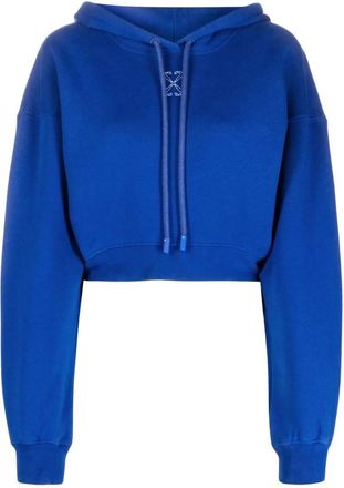 Off-white Embr Kapuzenpullover f&uuml;r Damen, kurz geschnitten (Blau)