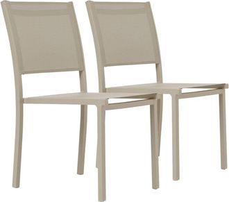 Oviala Lot de 2 chaises de jardin aluminium et textil&egrave;ne cr&egrave;me