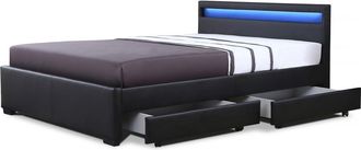 Habitat et Jardin LED-Bett mit 4 Schubladen Nico - 160 x 200 cm - Schwarz
