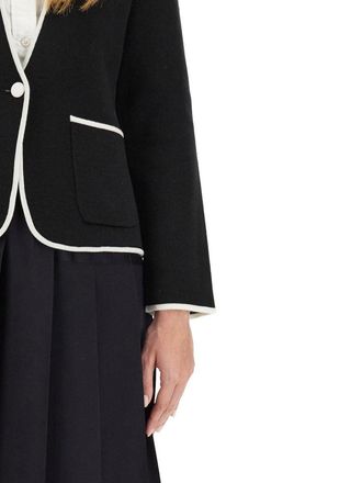 Thom Browne Virgin Wool Collarless Blazer - Black