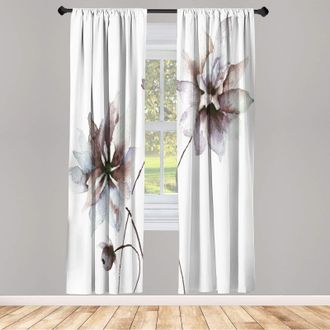 Abakuhaus Aquarell-Blumen Vorh&auml;nge, Flora Zeichnung Weiche Fr&uuml;hlings-Farben Retro-Stil Blumengrafik, Fensterbehandlungen 2 Panel Set f&uuml;r Wohnzimmer Schlafzimmer