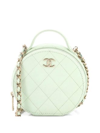 Chanel sac &agrave; bandouli&egrave;re rond avec cha&icirc;ne Handle with Care Vanity Case matelass&eacute; Caviar petit format - Vert