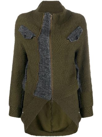Yohji Yamamoto veste zippée à design patchwork - Vert