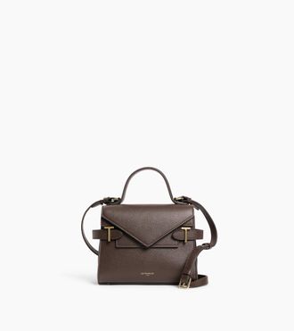 Le Tanneur Petit sac &agrave; main double rabat Emilie en cuir grain&eacute;