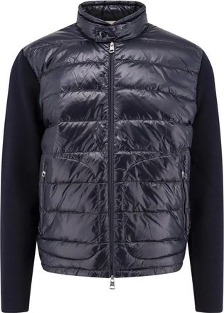 Moncler Homme, Vestes, Bleu, Taille: XL Veste en m&eacute;lange de laine &agrave; glissi&egrave;re