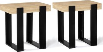 IDMarket 2er-Set Nachttische Phoenix Beistelltische aus Holz und Schwarz