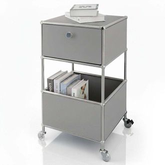 Floordirekt &Eacute;tag&egrave;re m&eacute;tal chrom&eacute; design &eacute;pur&eacute;, Concept Epur&eacute; MK-145, L40 x P40 x H69 cm, Gris