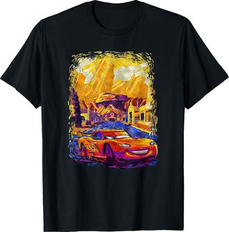 Disney Pixar Cars Lightning McQueen Antique Painting Scene T-Shirt