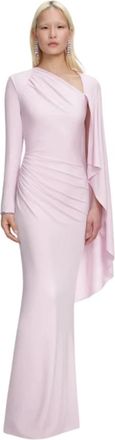 Self Portrait Femme, Robes, Rose, Taille: 36 FR Lungo Mantella Spacco Arricciato Cristalli Manica