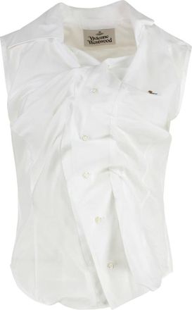 Vivienne Westwood Femme, Tops, Blanc, Taille: 36 FR Top sans manches en m&eacute;lange soie et coton