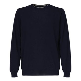 Fay Baumwollstrick-Rundhalspullover - - Knitwear - Herren - Blau - XL
