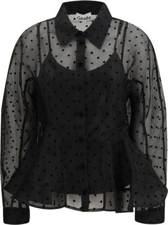 Ganni Femme, Blouses et Chemises, Noir, Taille: 40 FR Chemise &agrave; motifs en polyester