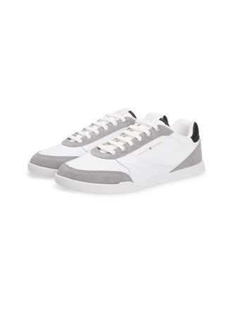 Tommy Hilfiger Slip-On Sneaker TOMMY HILFIGER LOPRO LTH MIX RWB, Herren, Gr. 42, wei&szlig;, grau, Lederimitat, Veloursleder, Schuhe, Freizeitschuh, Halbschuh, Schl&uuml;pfschu