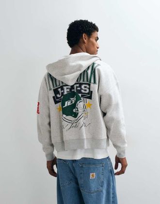 Abercrombie & Fitch NFL Jets Hoodie mit Grafik in Hellgrau