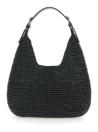 Michael Michael Kors Womens Small Shoulder Bag Nolita Black Raffia Polypropylene